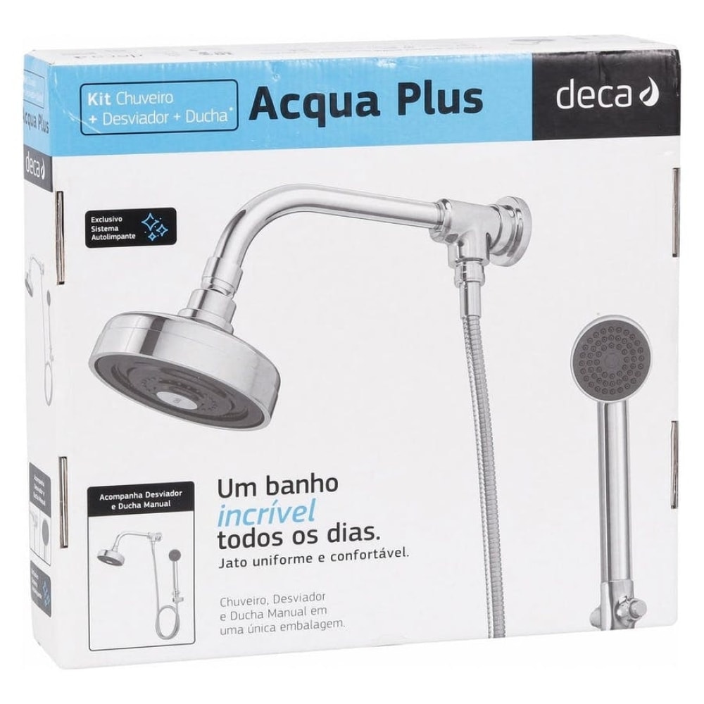 Kit Chuveiro Acqua Plus Com Desviador Universal E Ducha Max Cromada ...